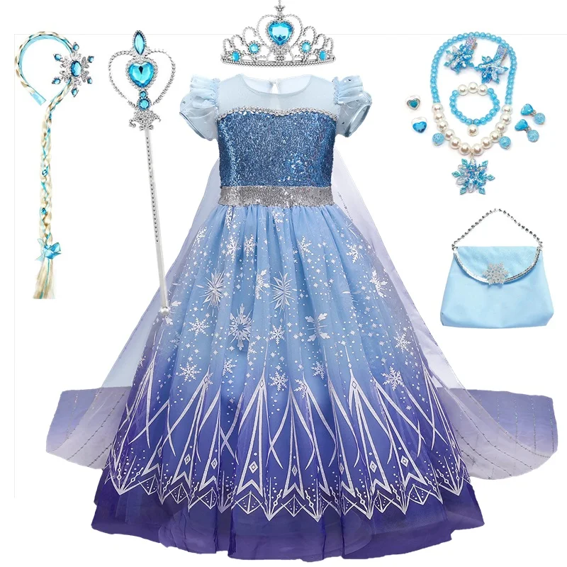 Girls-Elsa-Cosplay-Princess-Costume-Frozen-Role-Play-Fancy-Dress-Up ...