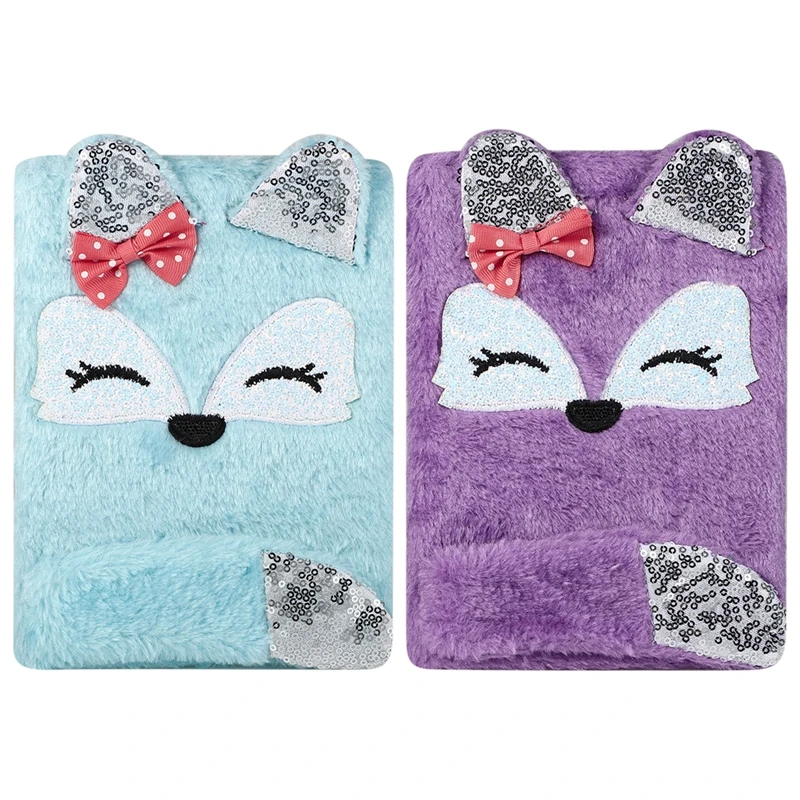 Kawaii-Cartoon-Fox-Plush-Diary-Book-Notebook-Portable-Notepad-Planner ...