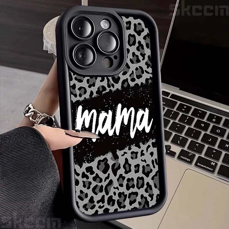 Leopard Print Mom Letter Patter Phone Case For iPhone 16 15 Pro Max 14 ...