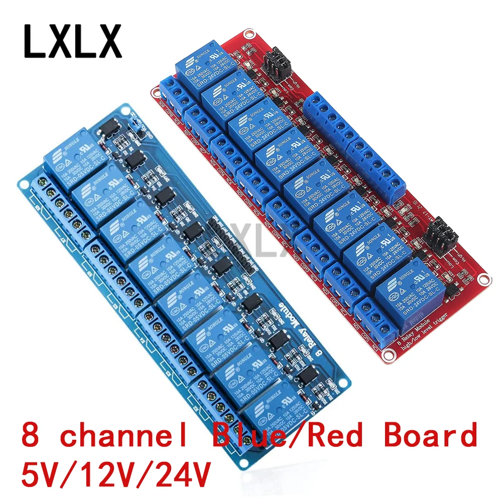 2-10pcs 8 Channel 5V/12V/24V Relay Module with Optocoupler Isolated ...