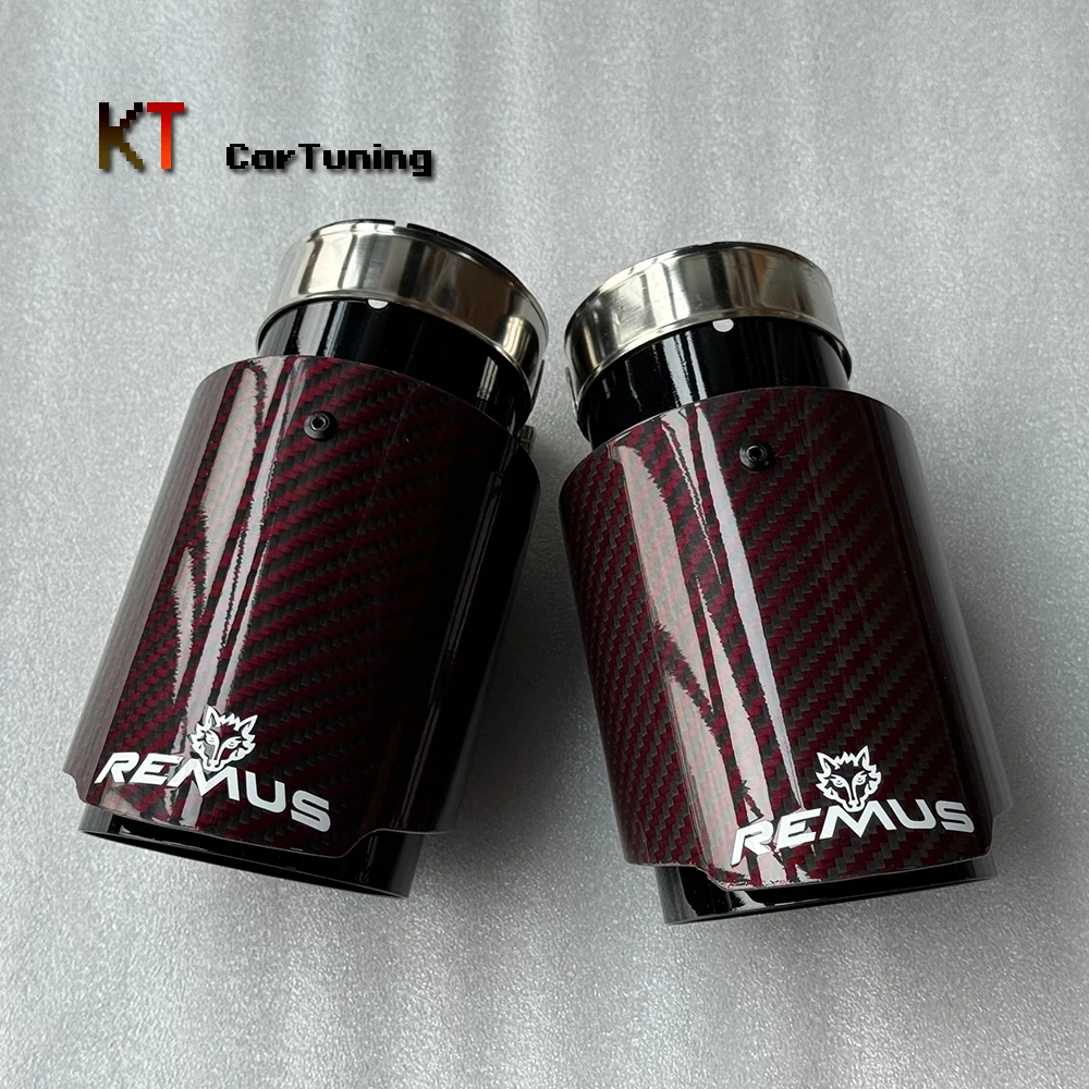 Higher-Quality-1Piece-Remus-Single-Glossy-Red-Carbon-Fiber-Car-Exhaust ...