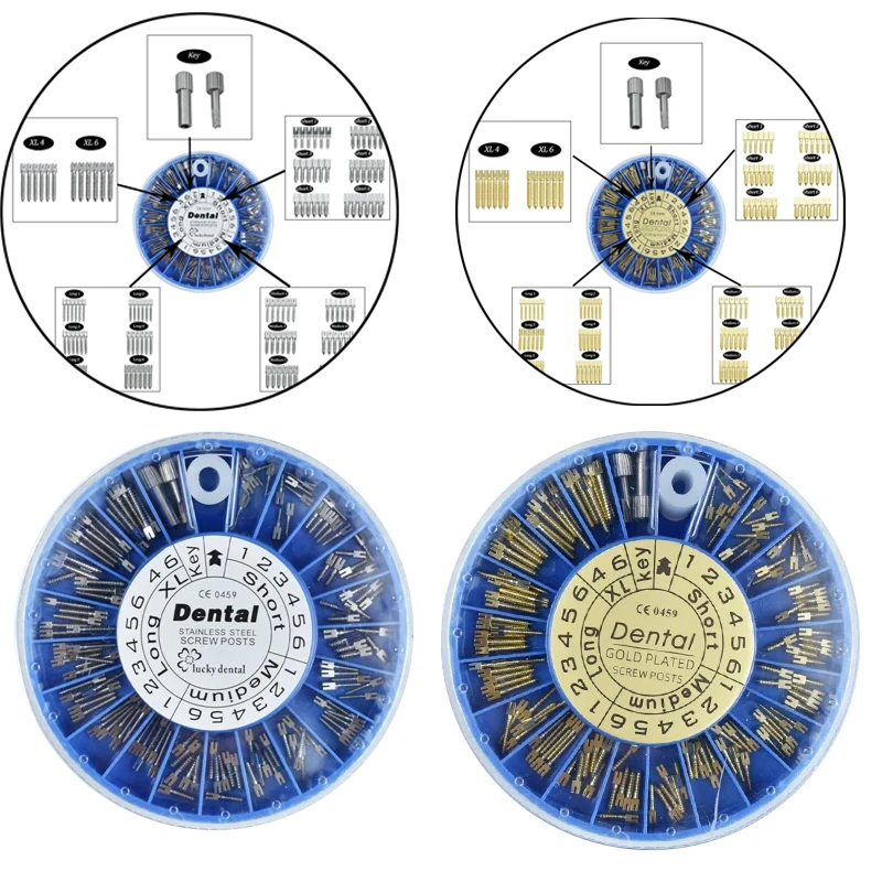 Dentist-Stainless-Steel-Screw-Post-Gold-Plated-Screw-Post-120Pcs-Dental ...