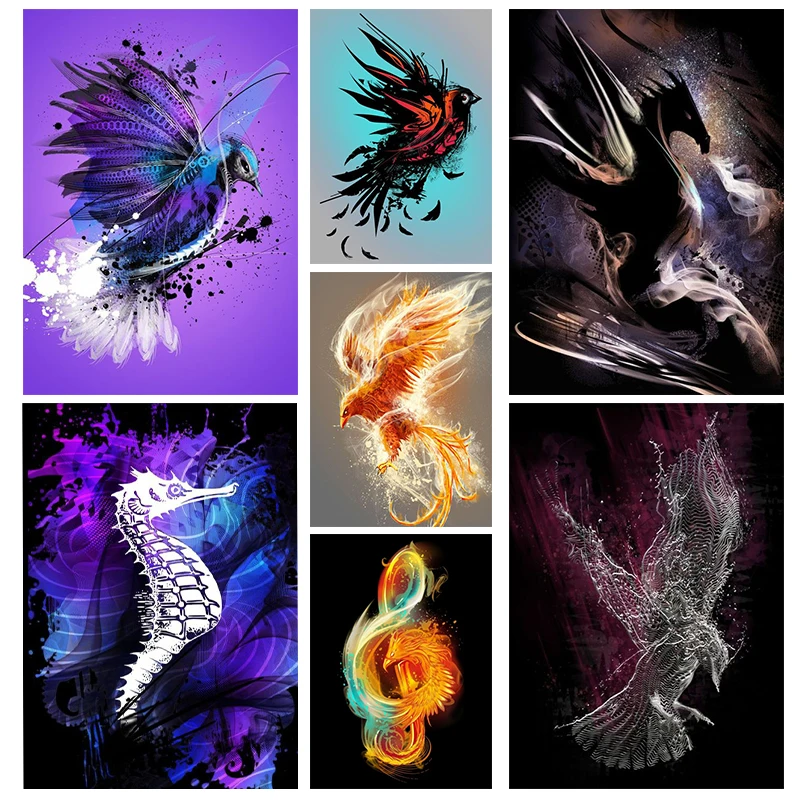 Abstract Painting Dragon Phoenix Canvas Painting Wall Beautiful Modern ...