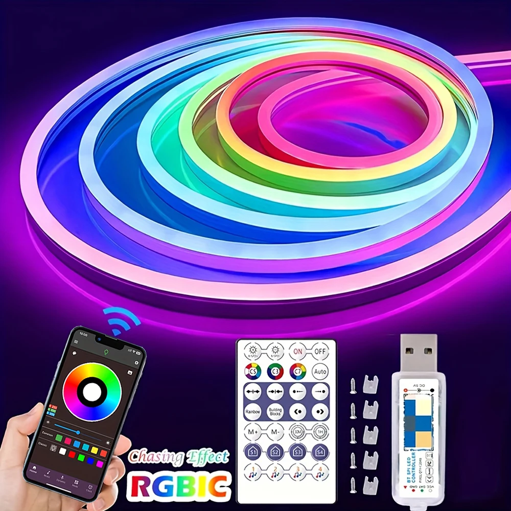 LED Strip Lights RGBIC Neon Strip Flex IP65 Waterproof 1600+ Effects ...