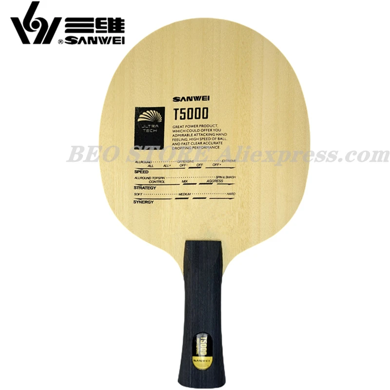 SANWEI T5000 CARBON Table Tennis Blade (5+2 Outer Carbon) T 5000 Original Ping Pong Bat Paddle ...