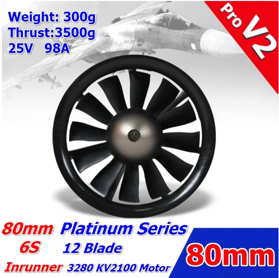 FMS 80mm Ducted Fan EDF Jet 12 blade With 3280 KV2100 Motor (Optional ...