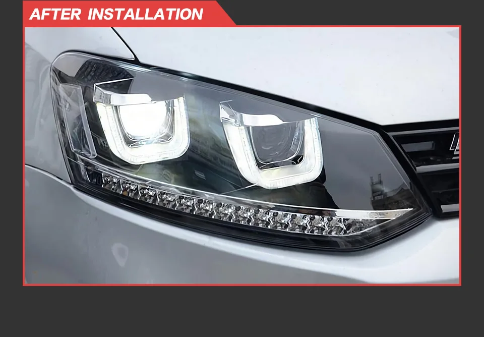 VW Polo Headlights 2010-2017 Polo LED Headlight LED DRL Hid