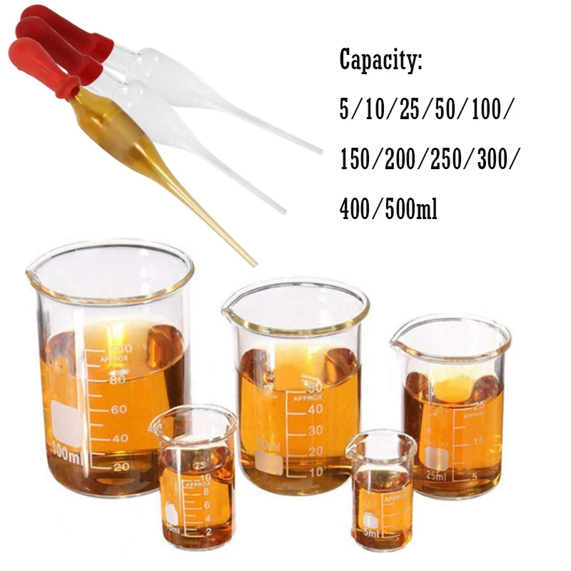 5ml-100ml-150ml-200ml-250ml-300ml-400ml-500ml-Borosilicate-Glass-Low-Form-Beaker-with-Glass ...