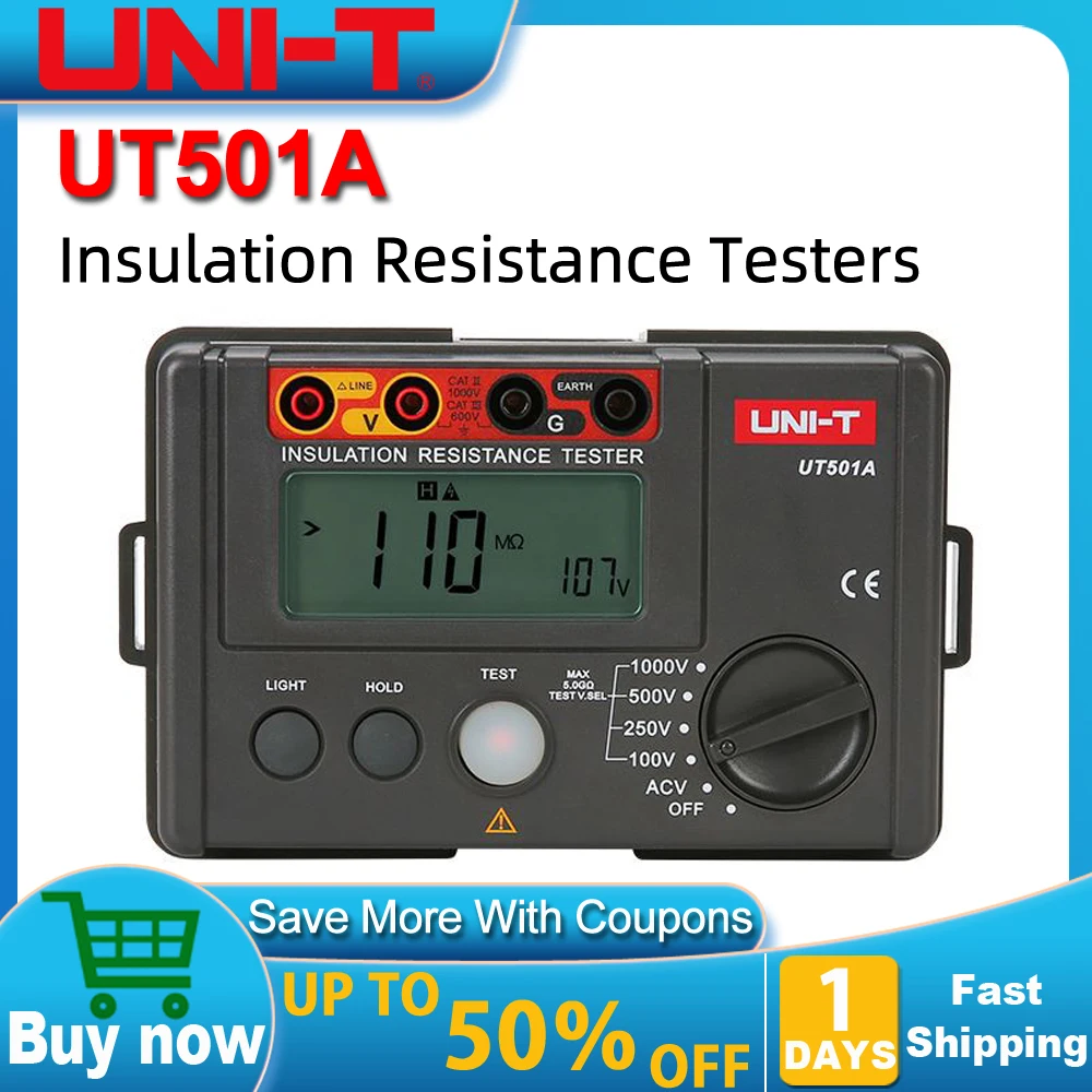 UNI-T-UT501A-Insulation-Resistance-Testers-1000V-Digital-Milliohm-Meter ...