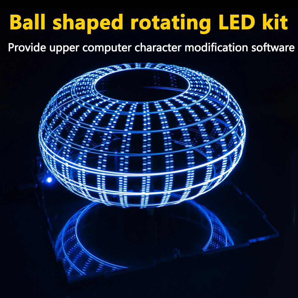 Dual-Axis-Spherical-Rotating-LED-Kit-Color-Clock-Display-Remote-Control ...