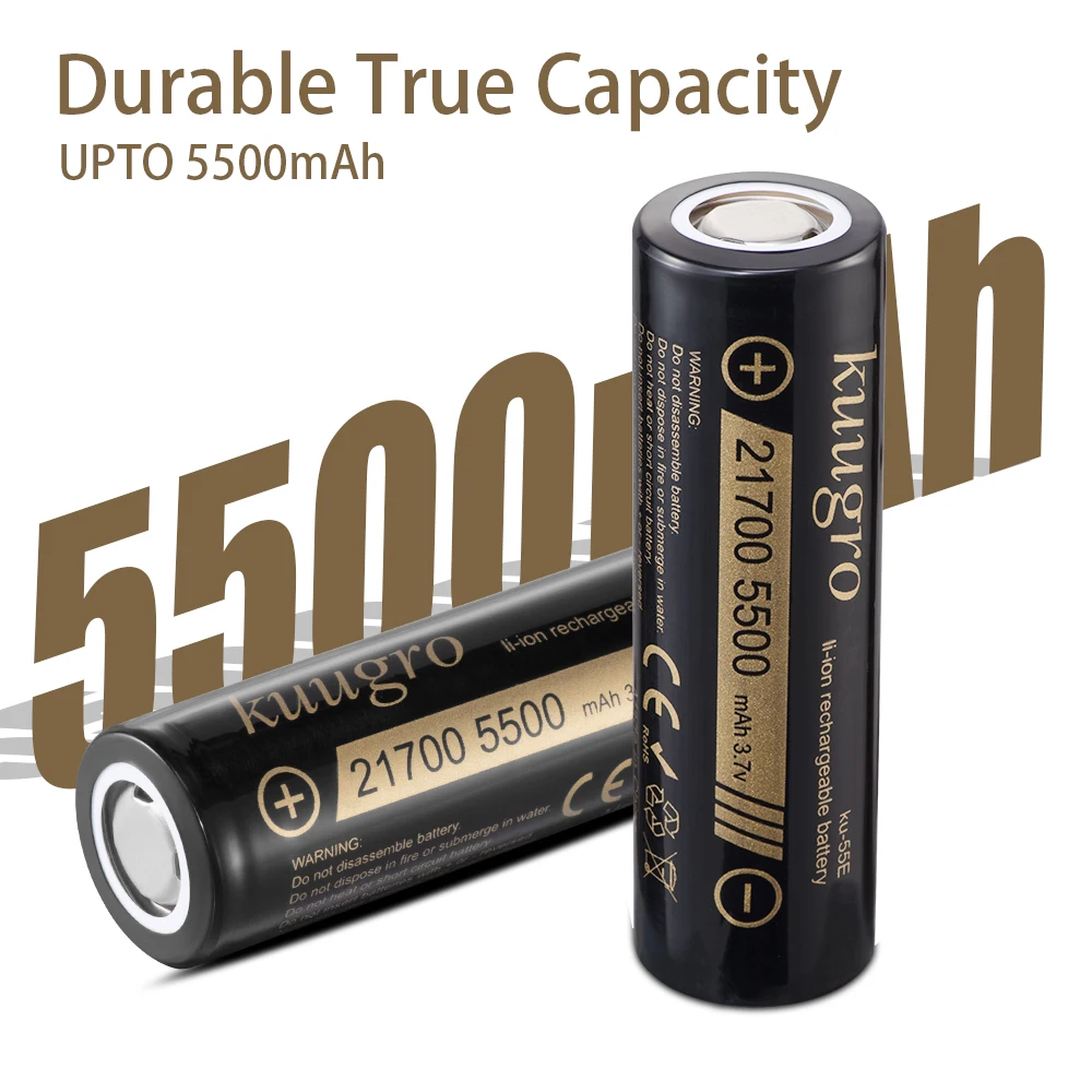 Kuugro ku-55E 21700 5500mAh 3.7V batterie au lithium Rechargeable 2C ...