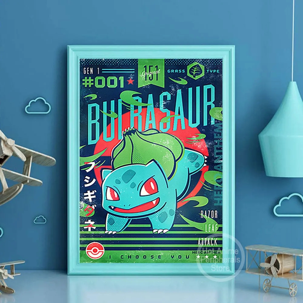 Peripheral Anime Posters Eevee Venusaur Kawaii Picture Art Wall Vintage ...