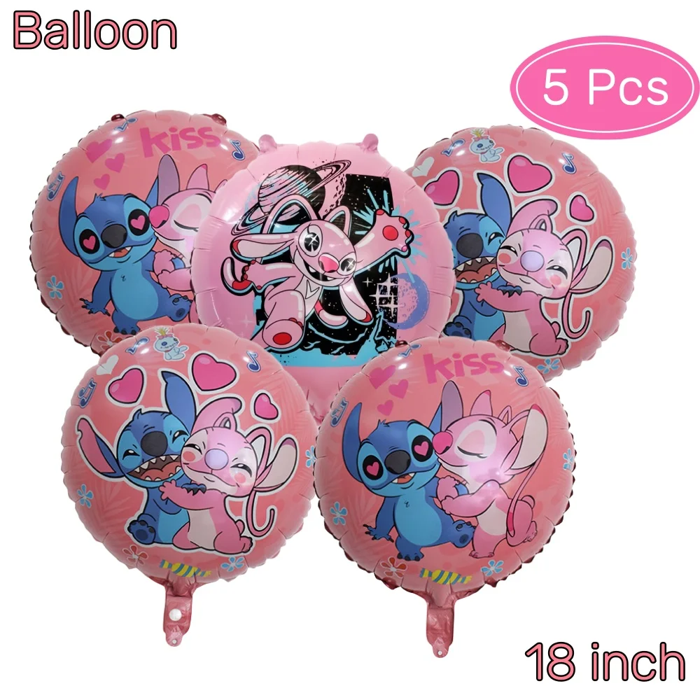 Decoraciones de cumpleaños de Lilo Stitch de Disney, vajilla para fiesta temática de Ángel rosa ...