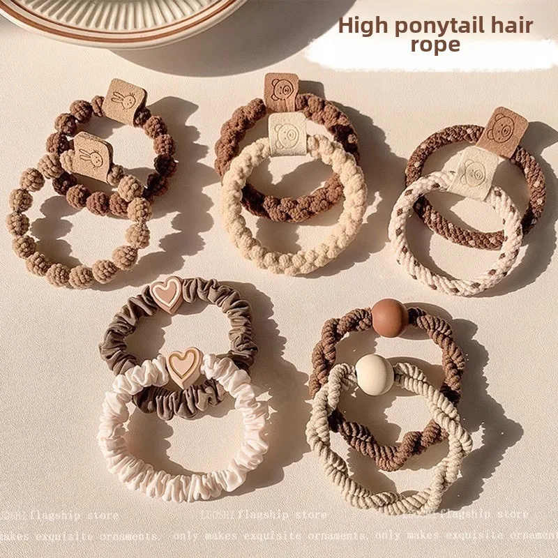 Japanese and Korean new twist braided hair band women's high-end rubber ...