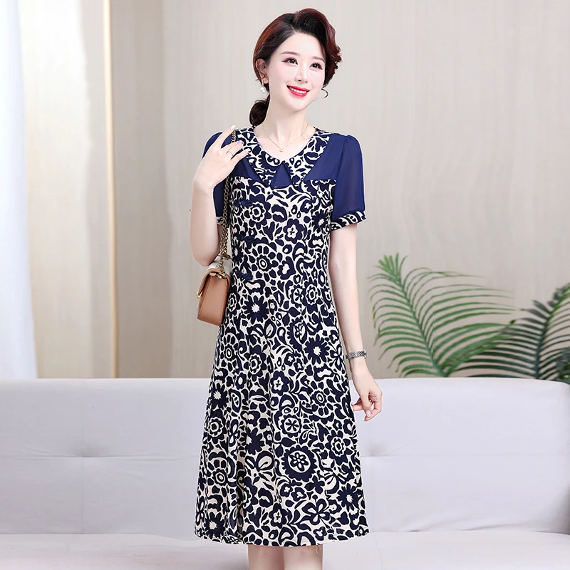 Fashion-Simple-Casual-Summer-Dresses-For-Women-Lapel-Floral-Printe ...