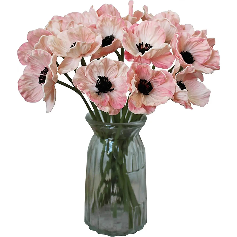 Artificial Flowers PU Poppy Flower Bouquet Real Touch Fake Flowers ...