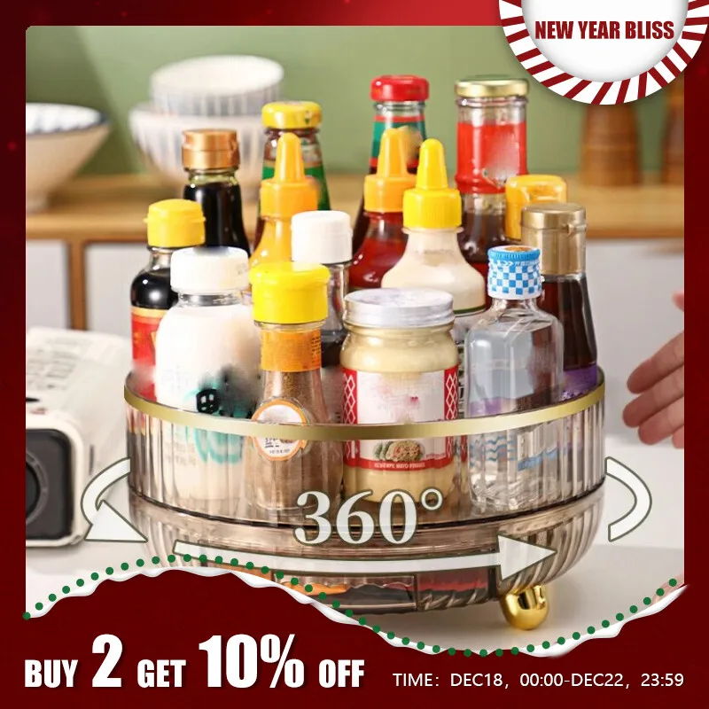 New Kitchen Rotating Condiment Storage Rack Condiment Round ...
