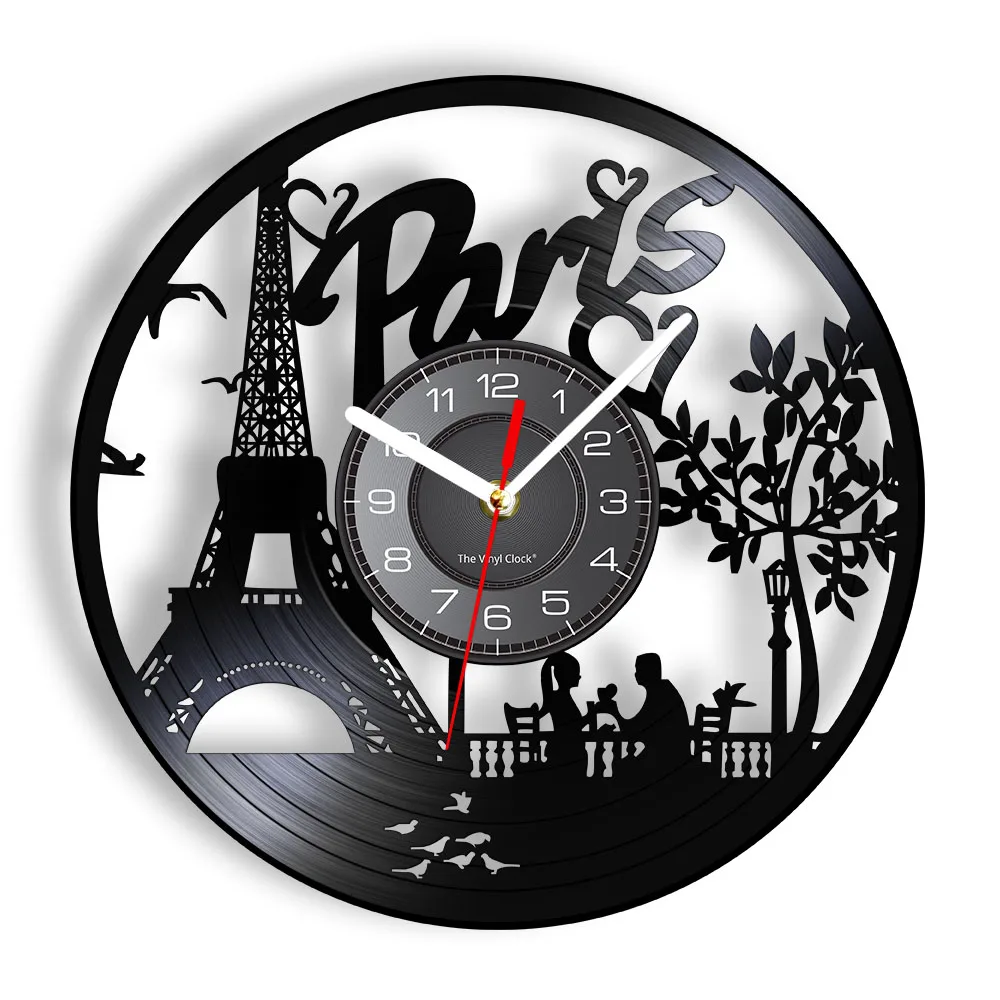 Paris-Eiffel-Tower-Wall-Decor-France-Skyline-Vinyl-Record-Wall-Clock ...