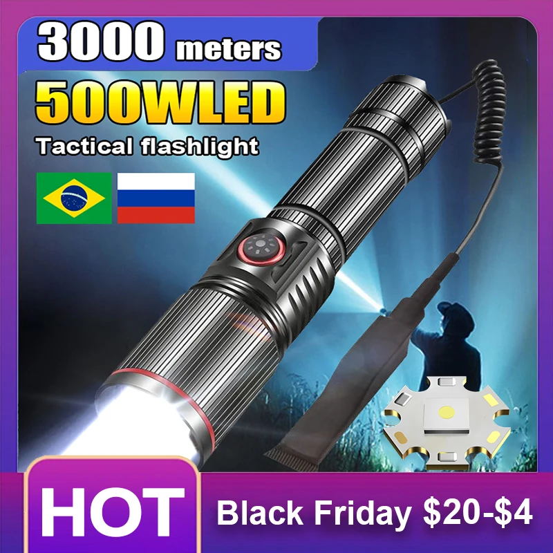 Lighting-3000M-Army-Tactical-Flashlight-500W-Powerful-Long-Range ...