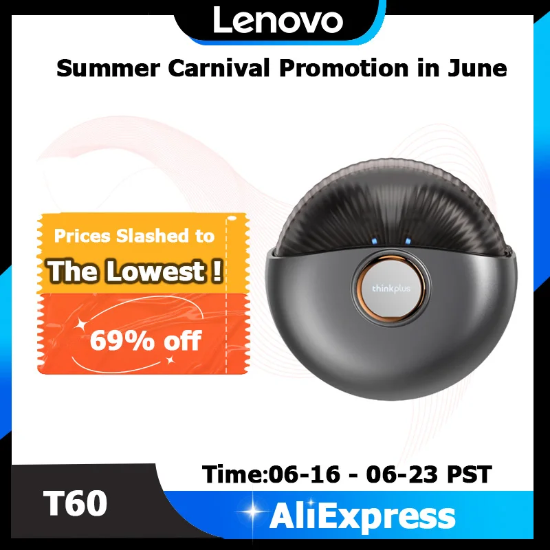 Lenovo-T60-True-Wireless-Bluetooth-5-3-Earphones-Sports-Earbuds-Noise-Reduction-Gaming-Headset ...