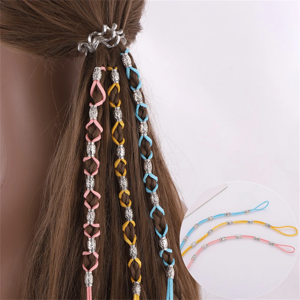 70cm Hair Braided Rope for Women Girls Bead Rubber Band Hair String ...