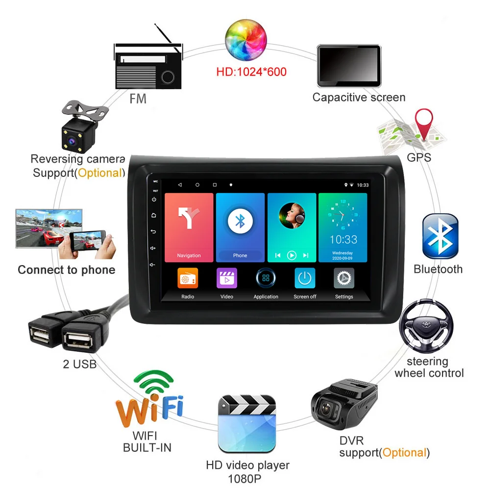 2 Din Radio Multimedia Player 9" Car Android 4G Carplay For Nissan ...