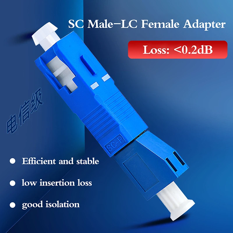 1pc Single Mode SC Male to LC Female Hybrid Optical Fiber Adapter ...