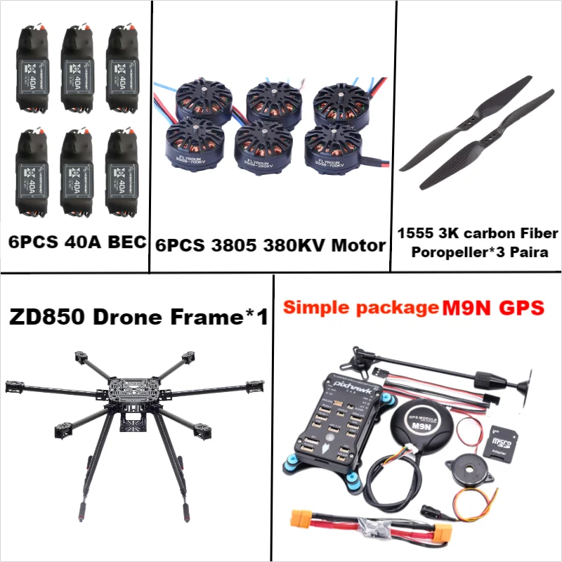 ZD850-Pixhawk-2-4-8-M9N-Full-Carbon-Fiber-850mm-Hexa-Rotor-Frame-BLHELI ...
