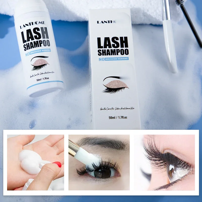50ML Pro Eyelash Extension Shampoo Foam Kit Deep Cleaning Eyelid Lash ...