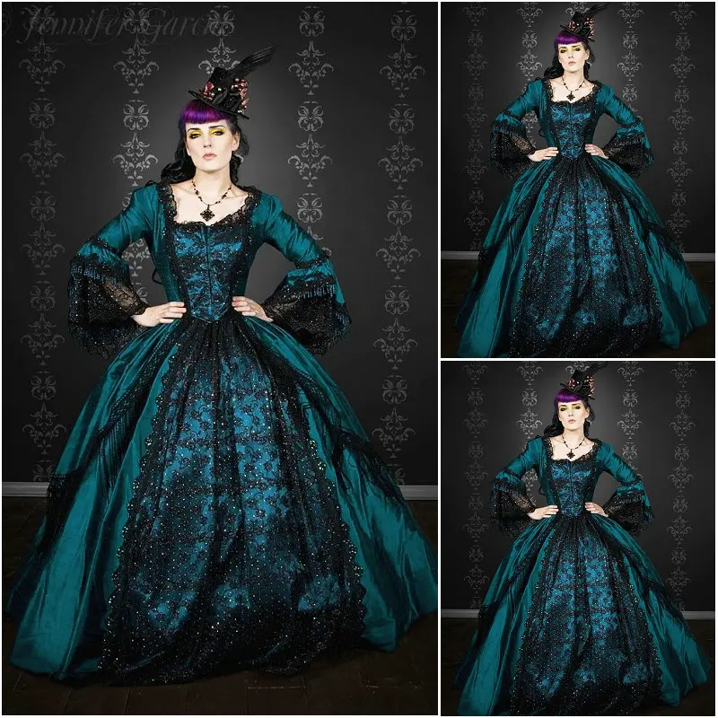 1700s ball gown gothic vampire steampunk blue dress Women's Rococo ...