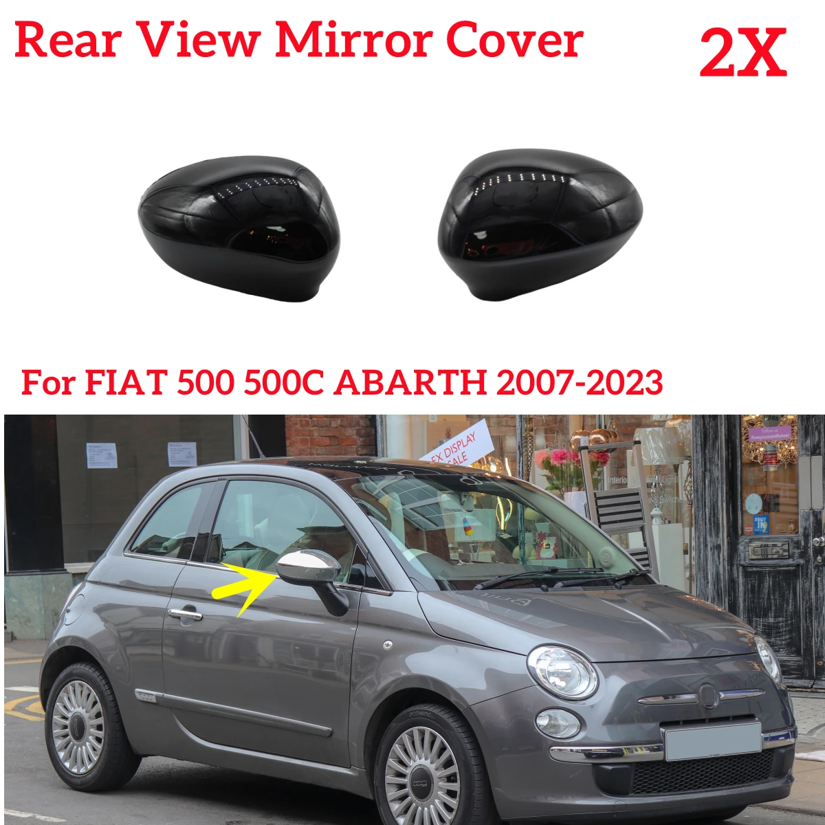 2Pcs-Car-Side-Wing-Mirror-Cover-Caps-For-Fiat-500-500c-2007-2021 ...