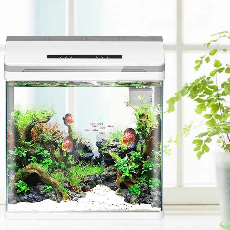 Smart-Fish-Tank-Filter-Silent-Feeding-Plexiglass-Aquarium-Box-LED-Light ...