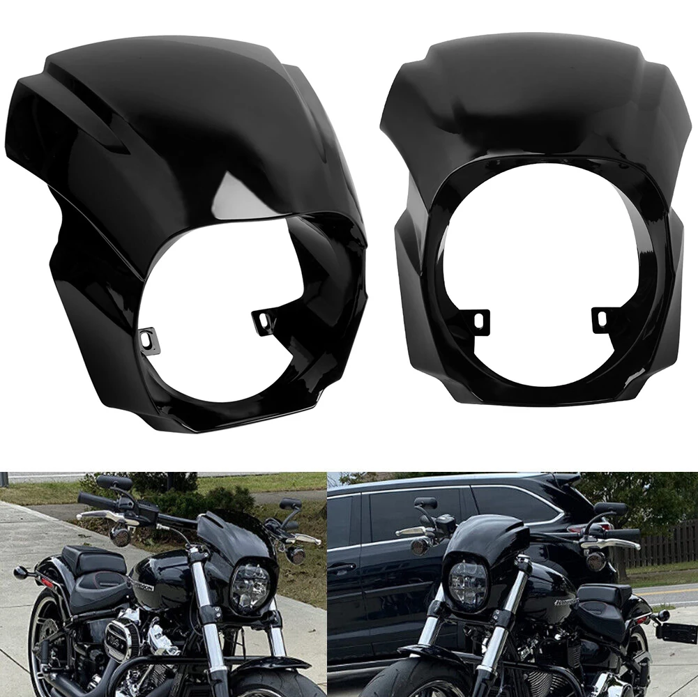 Motorcycle Gloss Black Front Headlight Fairing Cover Mask For Harley ...