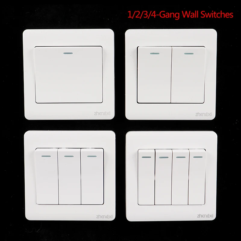 Wall Switches 1/2/3/4 Gang Button Wall Light Switch On / Off Push ...