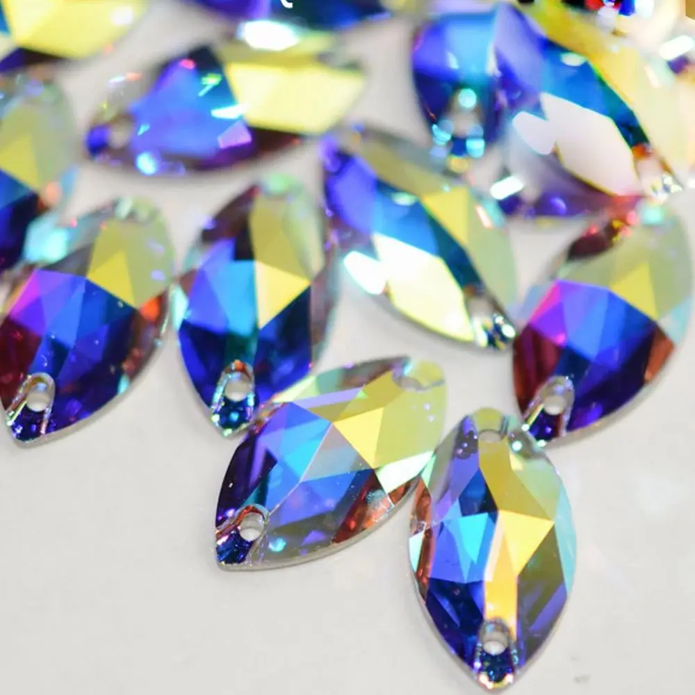 3223-Crystal-AB-Navette-All-sizes-Flat-Back-Rhinestones-sew-on-Crystal ...