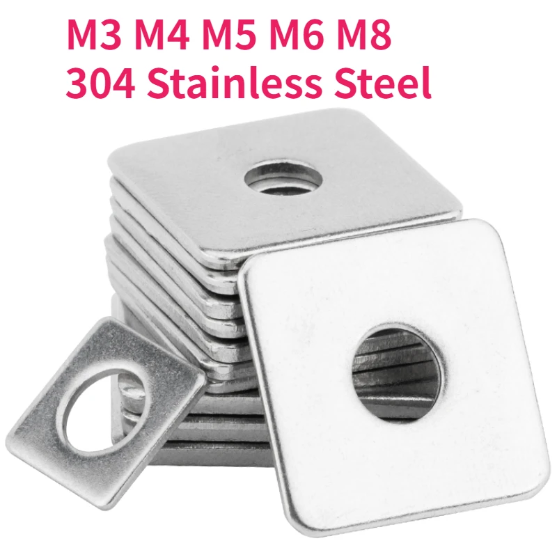 M3-M4-M5-M6-M8-304-Stainless-Steel-Flat-Washer-Thicken-Square-Gasket ...