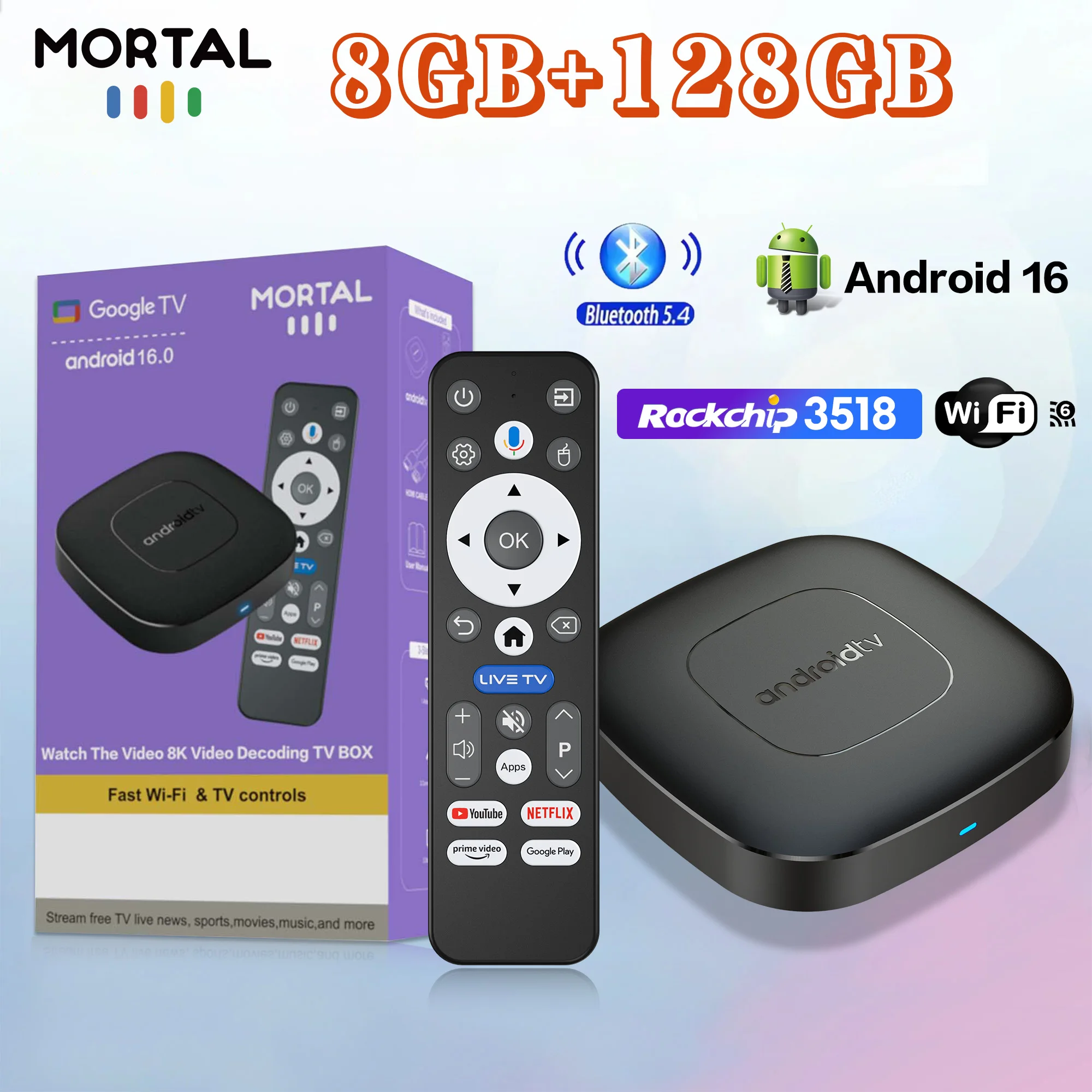 2026 Newly Upgraded T1 Android 16 Smart TV Box RK3518 Quad Core 8GB RAM ...