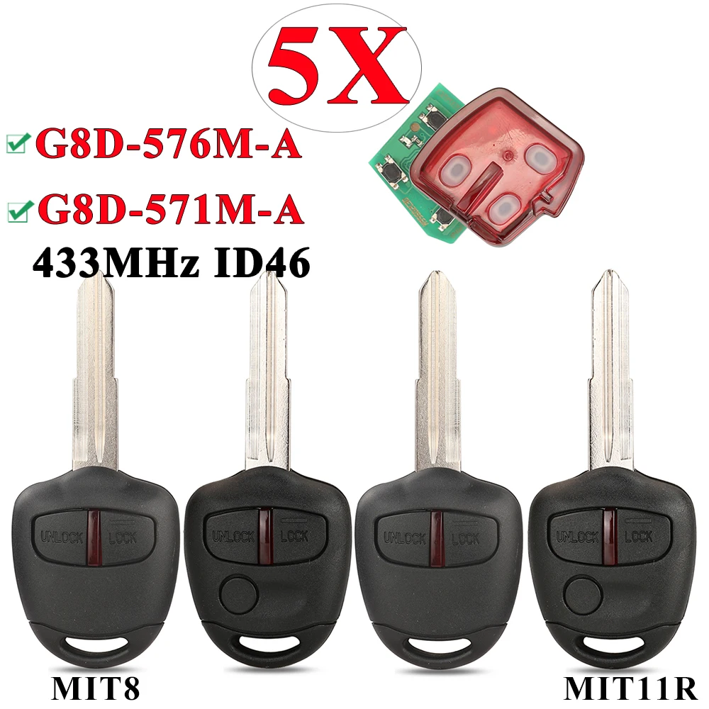 jingyuqin 5pcs 2/3Buttons Remote key For Mitsubishi 433Mhz Chip ID46 ...