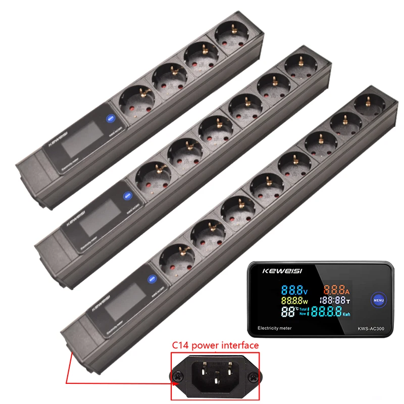 European-socket-Power-Strip-Digital-Ampermeter-Power-Energy-Voltmeter ...