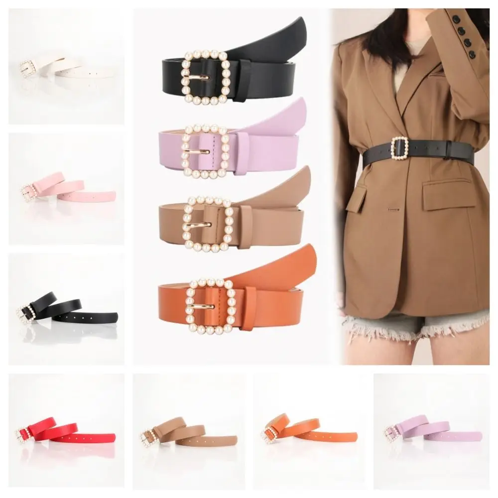 Wide-Metal-Buckle-Belts-Simple-PU-Leather-Korean-Style-Women-Waistbands ...
