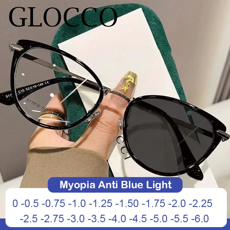 Myopia Glasses Woman Photochromic Fashion Cat Eye Eyeglasses Frames ...