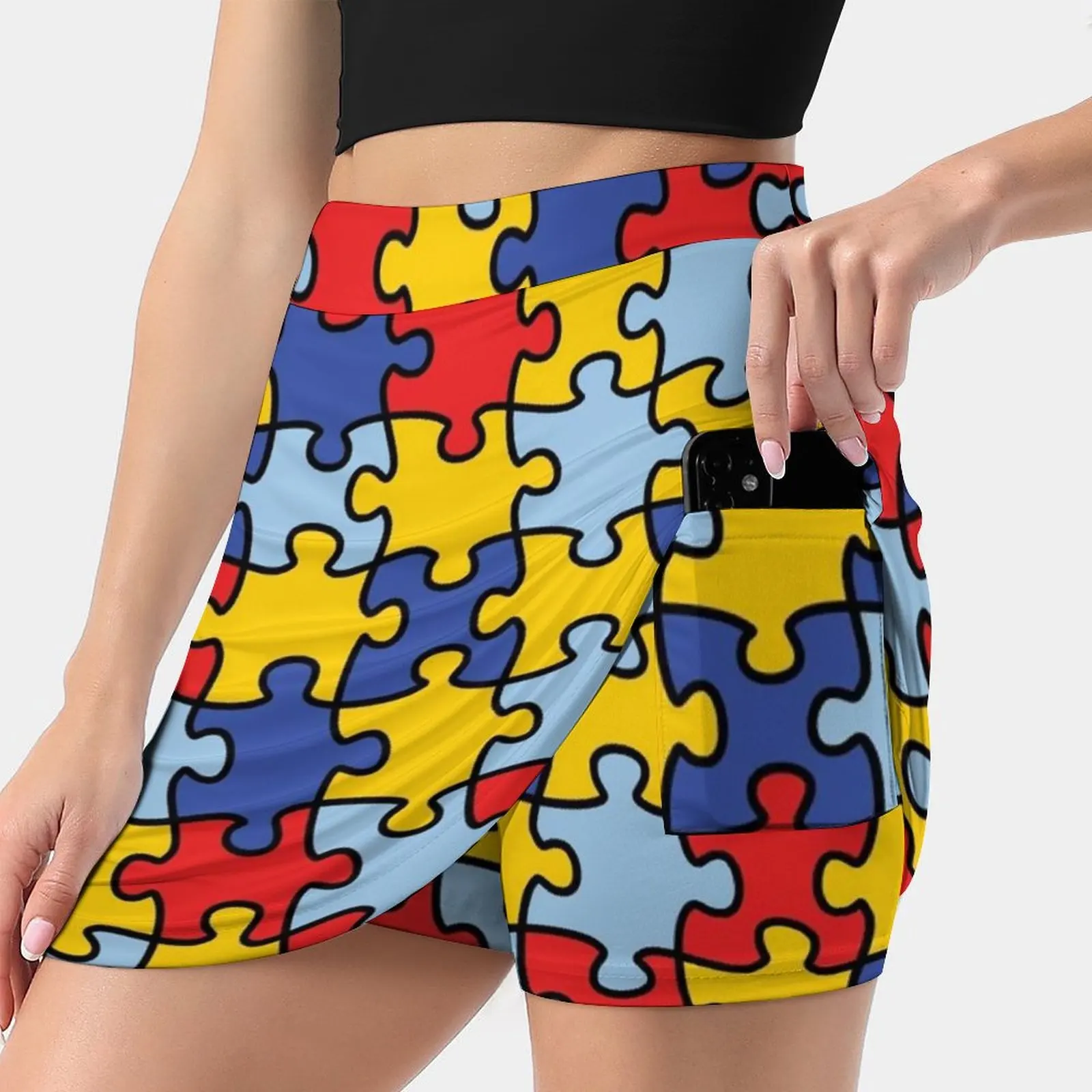 Autism Awareness Puzzle Pattern Women's skirt With Hide Pocket Tennis ...