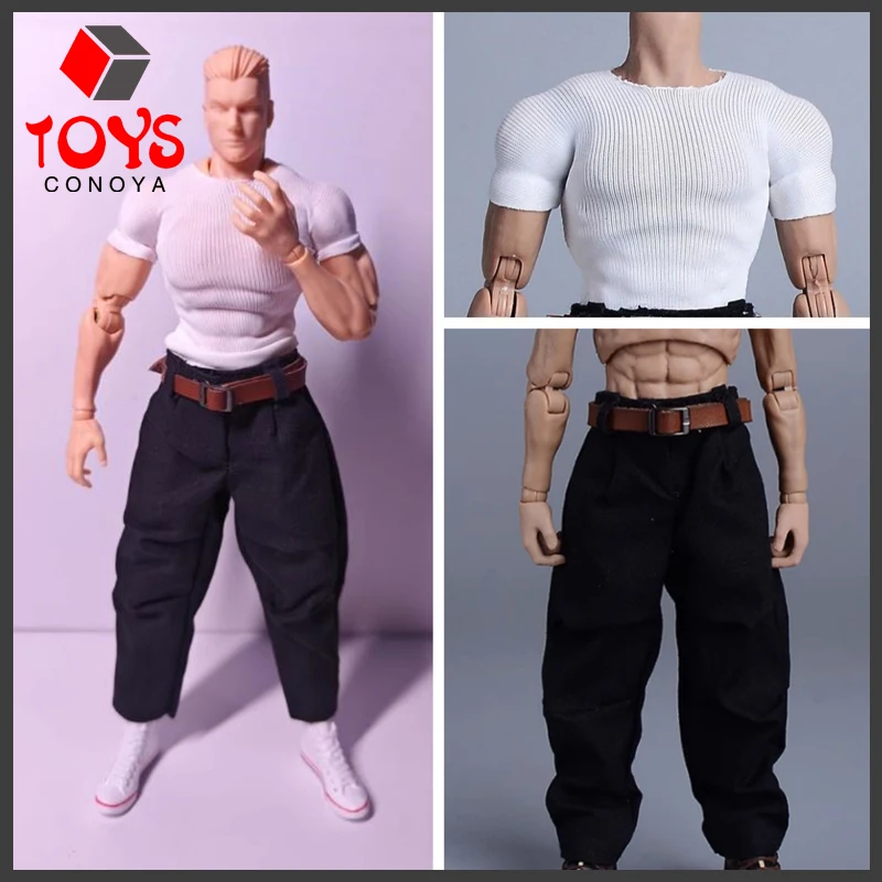 ATSTORY 1/12 Scale Tight Short Sleeve T-shirt Casual Workwear Harem ...