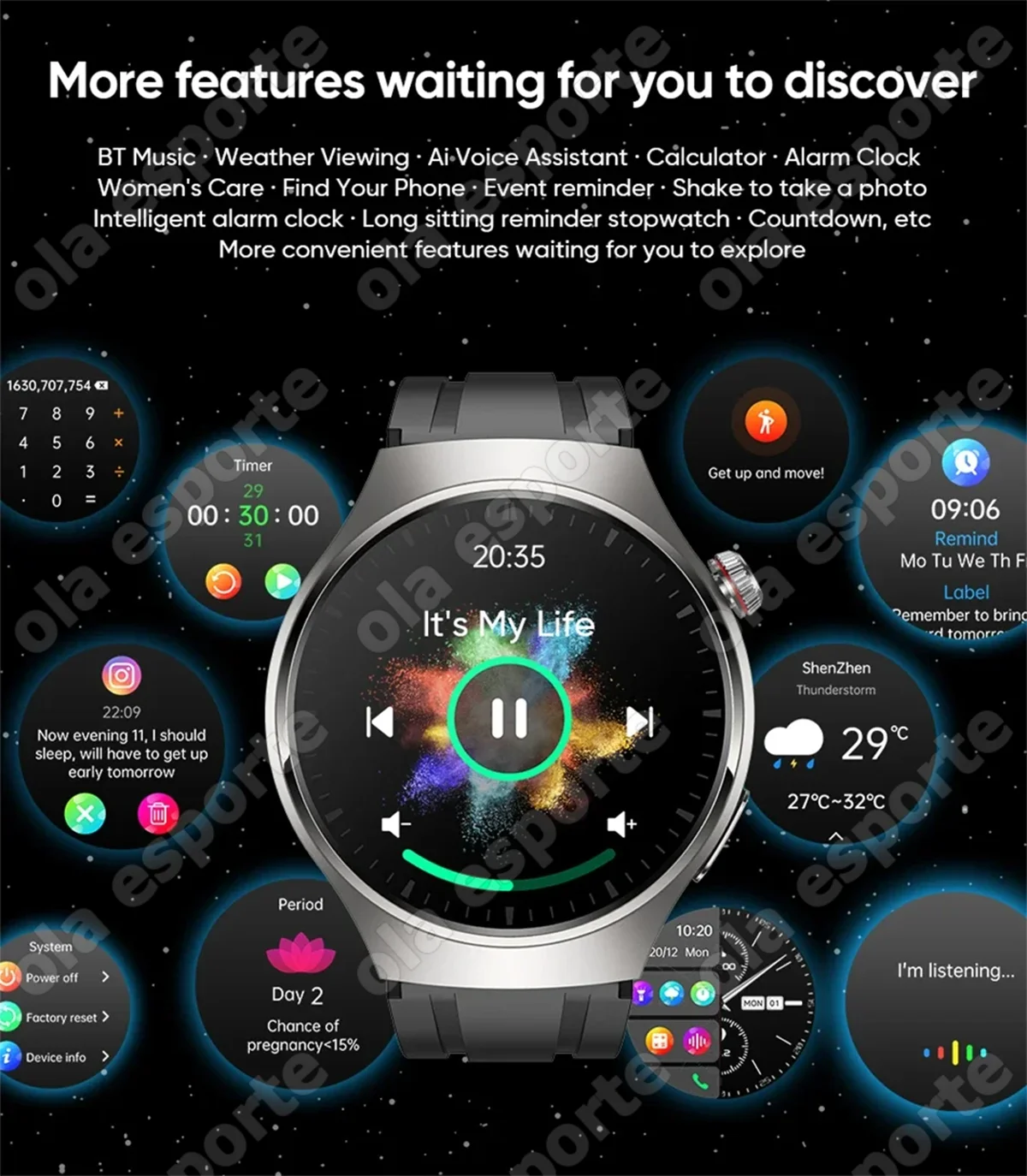 SmartWatch AMOLED Color Screen High-Precision GPS Turn Wrist Shine ...