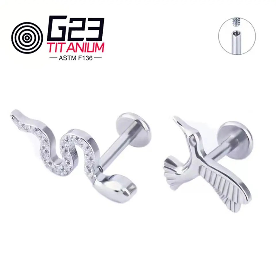 Luxury G23 ASTM F136 Titanium 16G Internally Threaded Piercing ear ...