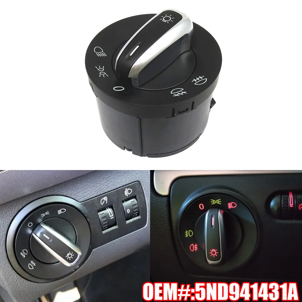 5ND941431A Chrome Headlight Light Control Switch For VW Caddy Tiguan ...