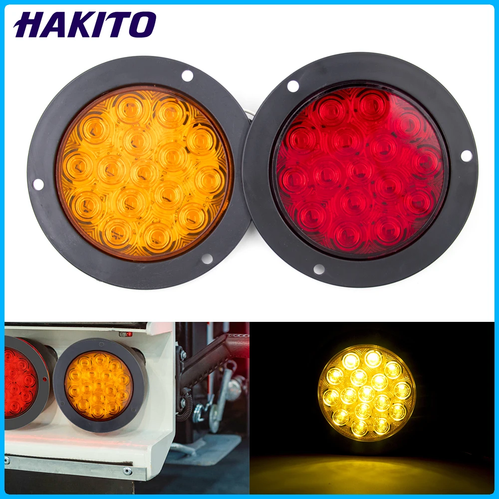 12V 24V 16 LED 4" Car Round Taillights Turn Signal Light Led Signal ...
