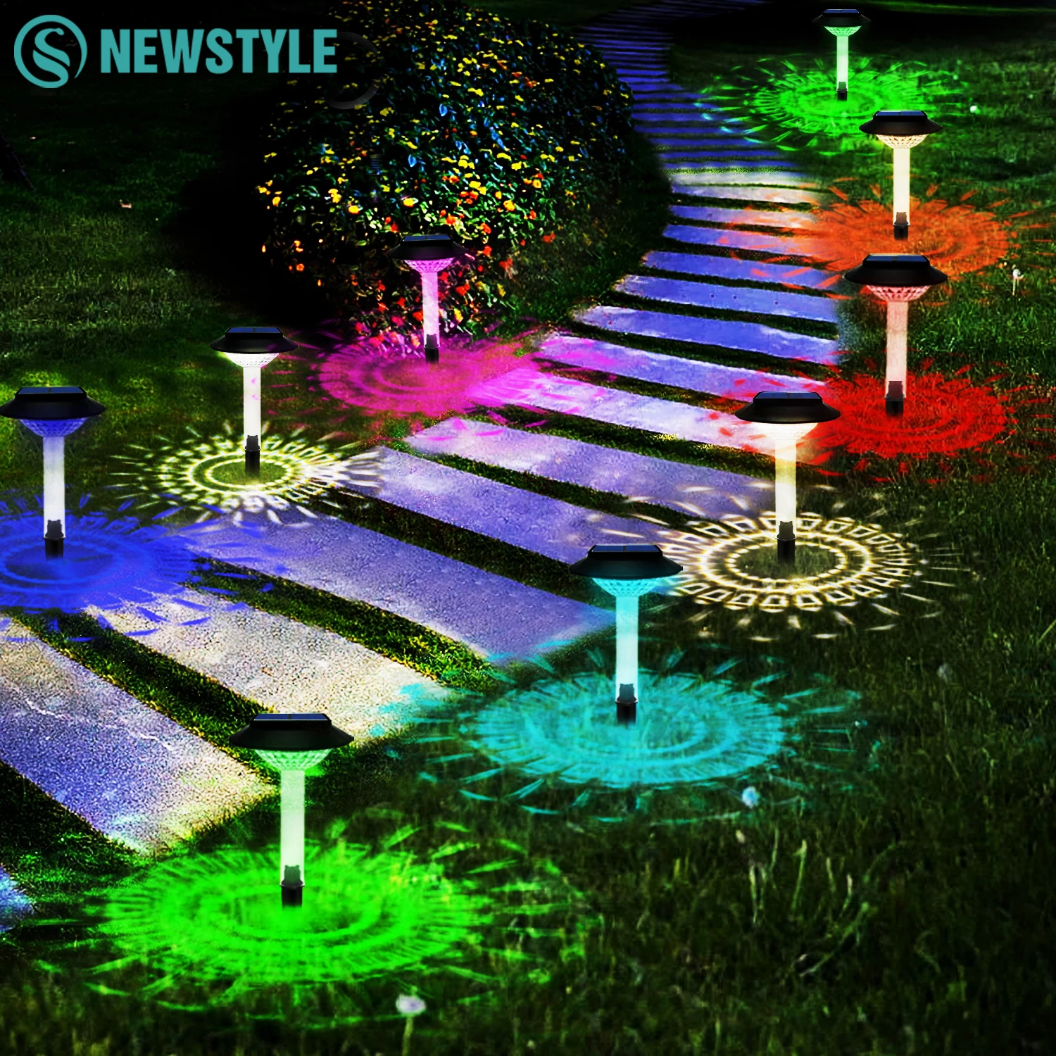 LED-Solar-Pathway-Lights-Bright-Outdoor-Waterproof-RGB-Color-Garden ...