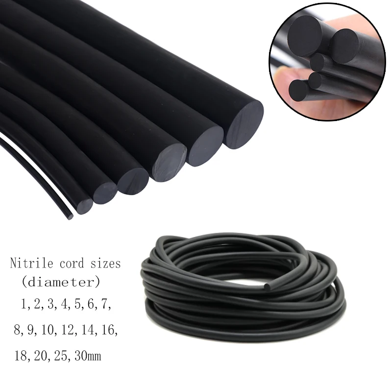 1-10Meter Cylinder NBR Nitrile Rubber Sealing Strip Black Solid Round O ...
