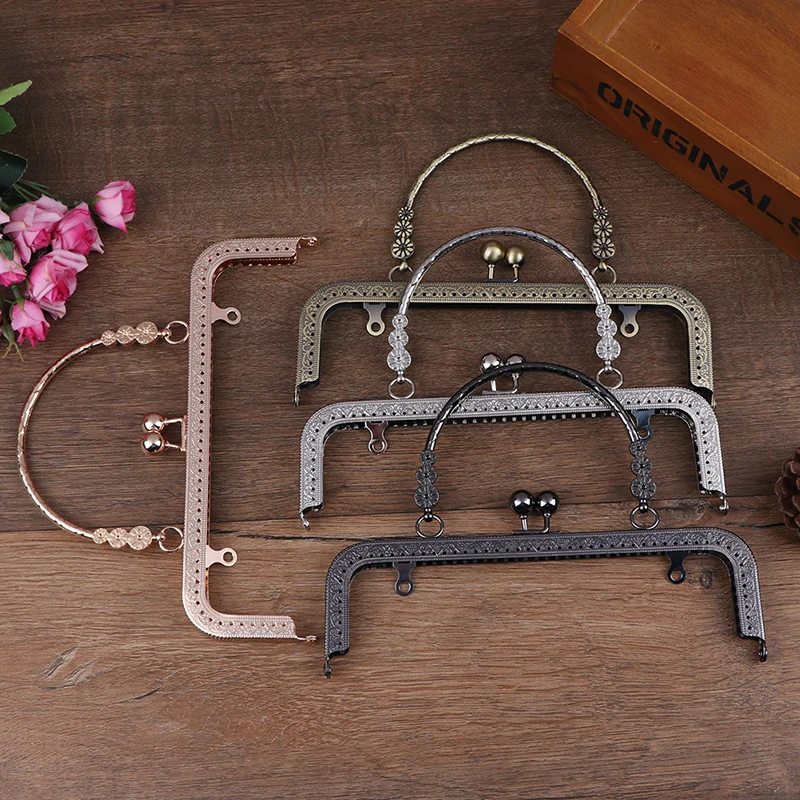 25CM-Square-Silver-Purse-Bag-Metal-Frame-Kiss-Clasp-Lock-Clip-Bags ...